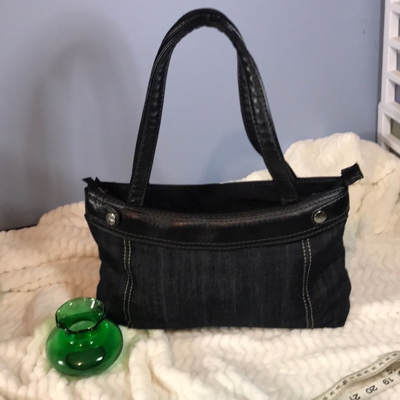 thirty-one | Bags | Thirty One Dark Denim And Black Faux Leather ...